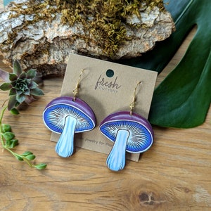 Purple Blewit Mushroom 'clitocybe Nuda' Hand Painted Cottagecore Wood ...