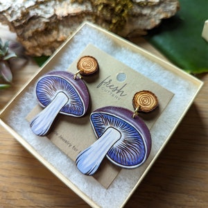 Purple Blewit Mushroom 'clitocybe Nuda' Hand Painted Cottagecore Wood ...