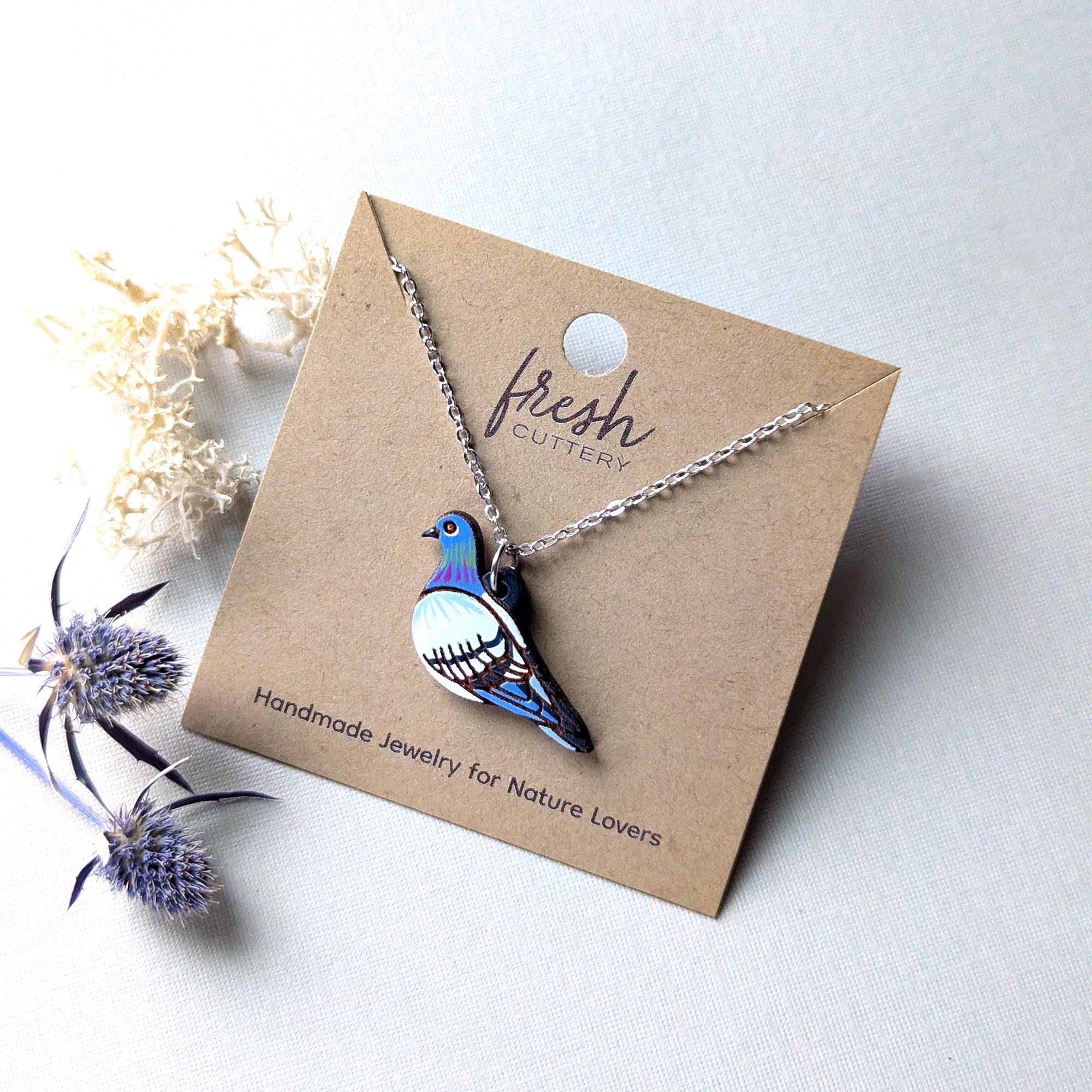 Pigeon Bird Hand-painted Wood Necklace - Etsy