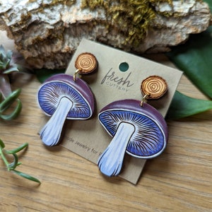 Purple Blewit Mushroom 'clitocybe Nuda' Hand Painted Cottagecore Wood ...