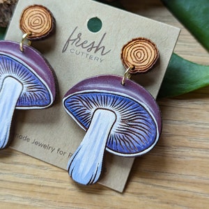Purple Blewit Mushroom 'clitocybe Nuda' Hand Painted Cottagecore Wood ...