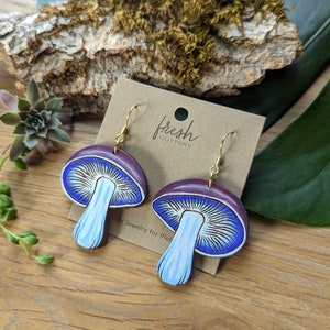 Purple Blewit Mushroom 'clitocybe Nuda' Hand Painted Cottagecore Wood ...