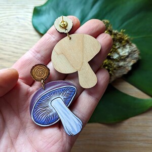 Purple Blewit Mushroom 'clitocybe Nuda' Hand Painted Cottagecore Wood ...