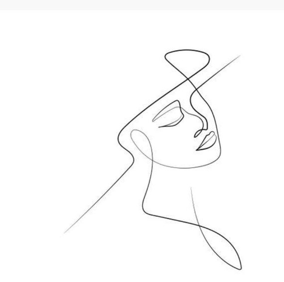 Illustration of Beautiful Female Face Line Art Drawing - Etsy