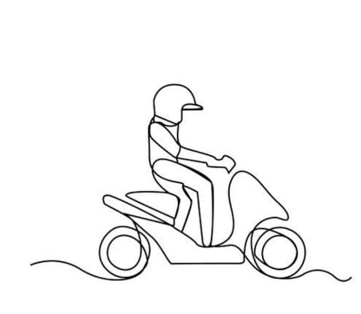 Continuous Line Motorbike Driver Single Line Drawing - Etsy
