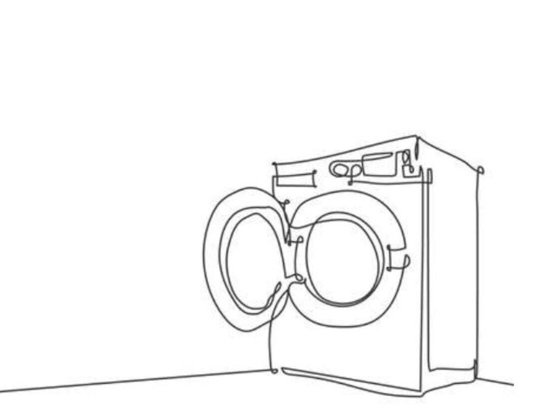 One Continuous Line Drawing of Open Front Door Washing Machine Electric ...
