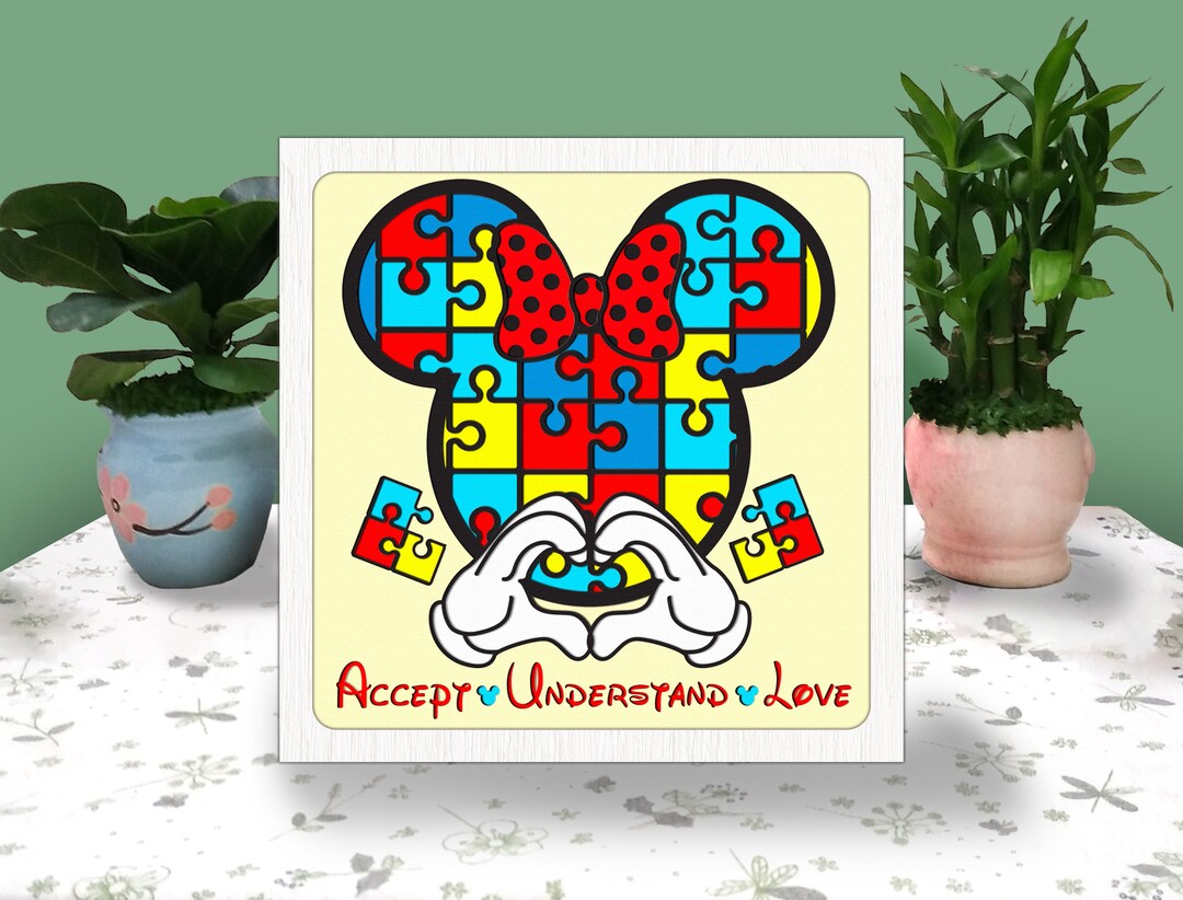 AUTISM AWARENESS 3D Box Paper Cut Light Box Svg, Rainbow Ribbon Shadow ...