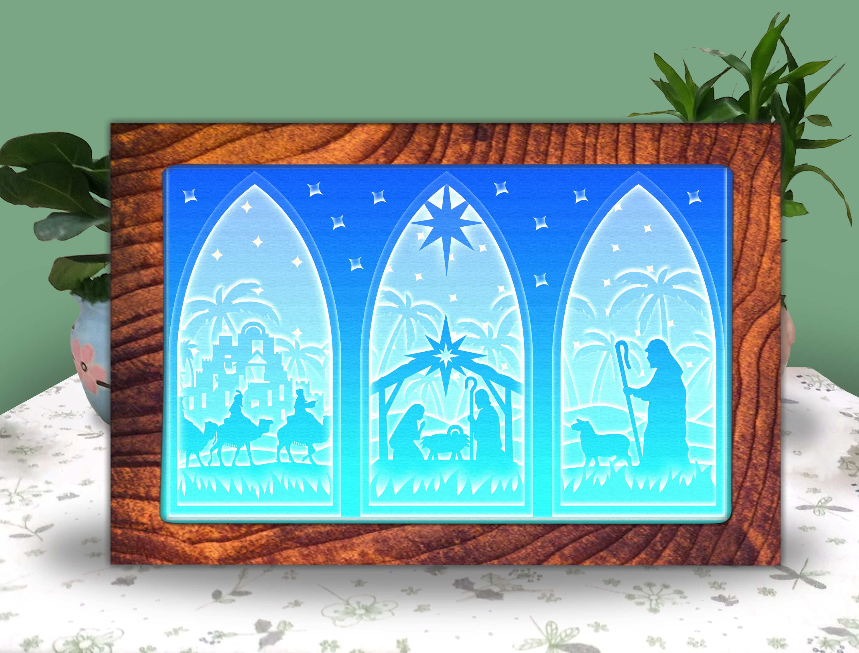 Christmas Nativity Paper Cut Light Box SVG Jesus Birth Shadow - Etsy