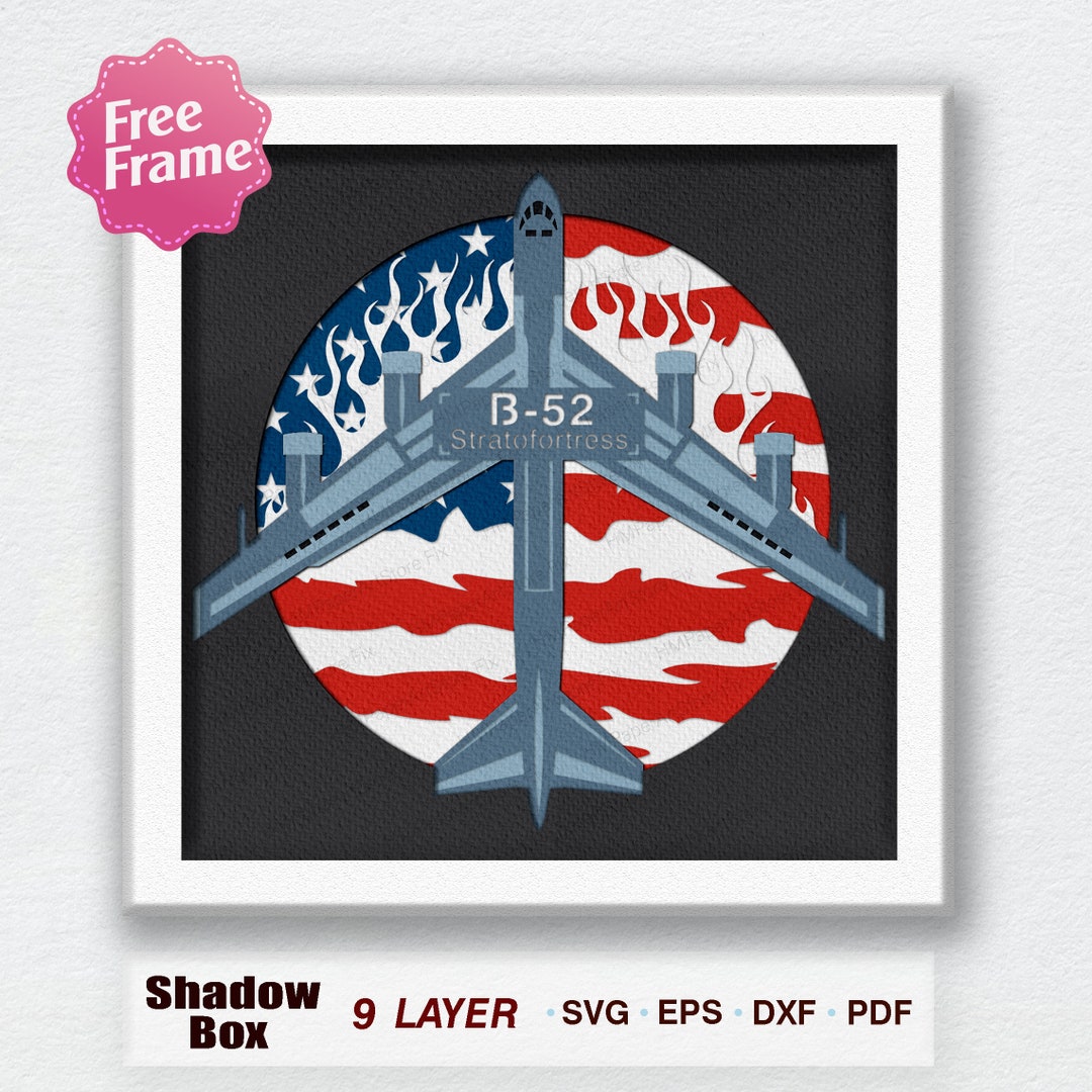 B-52 Stratofortress Shadow Box Svg, Boeing 3D Box, Boeing Light Box Svg ...