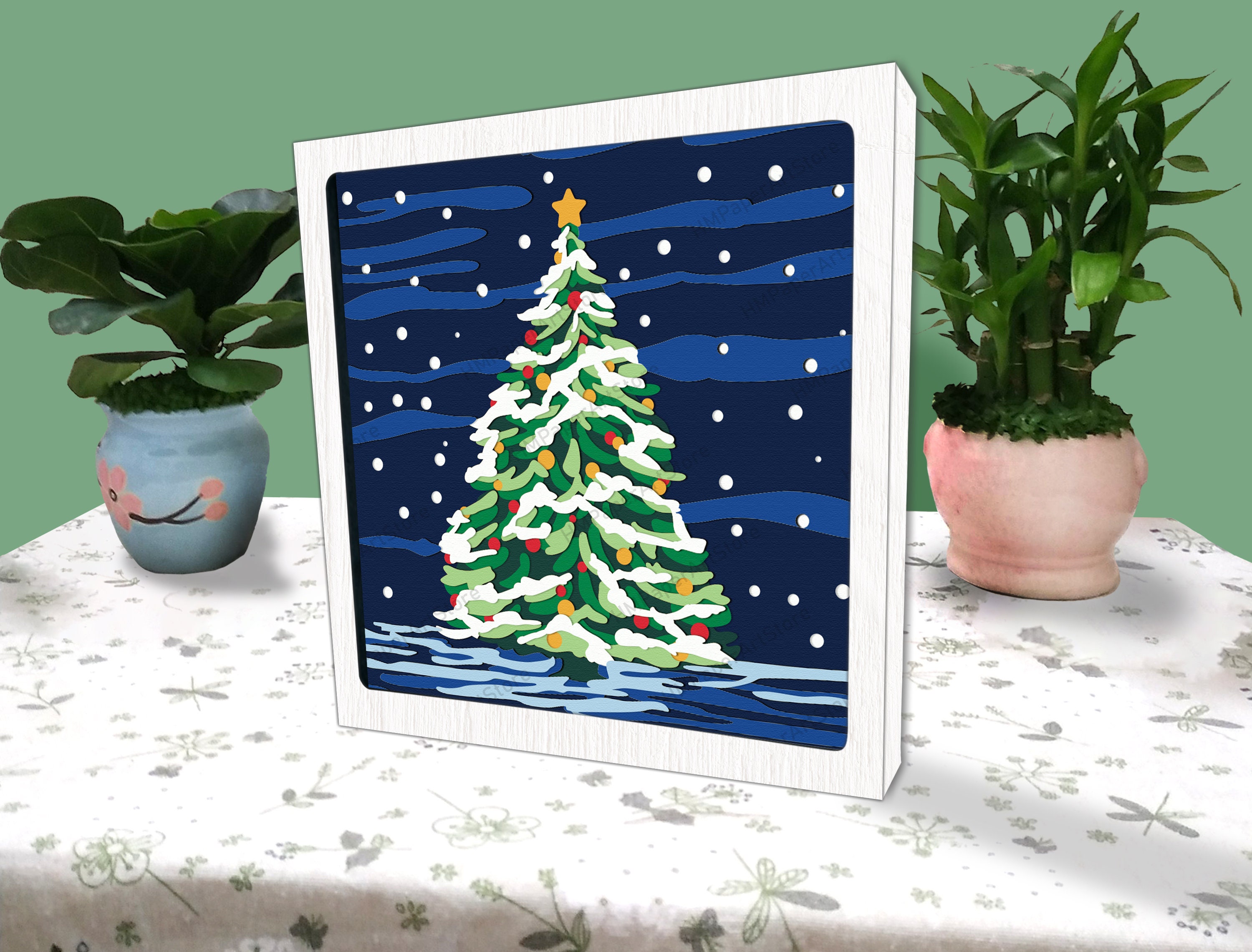 Christmas Tree 3D Box Paper Cut, Christmas Tree Light Box Svg, Xmas ...