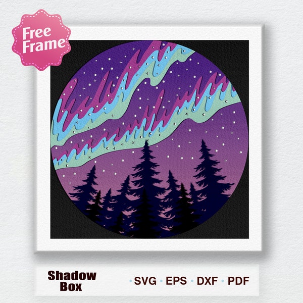 3d Northern Lights Shadowbox Svg - Etsy