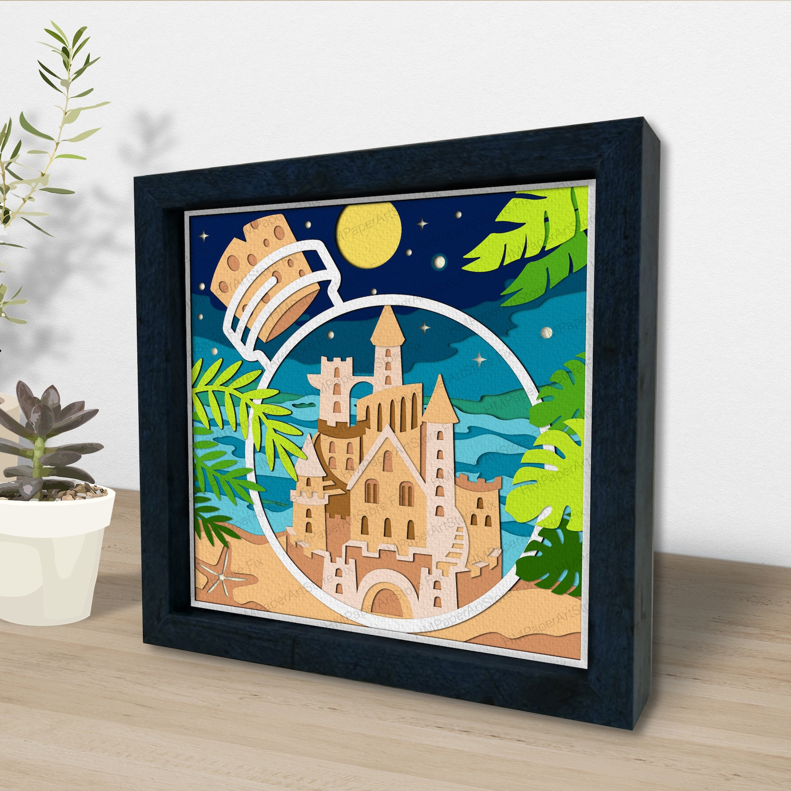 Mason Sand Castle Shadow Box Svg, Castle 3D Box, Sand Castle 3D Svg ...