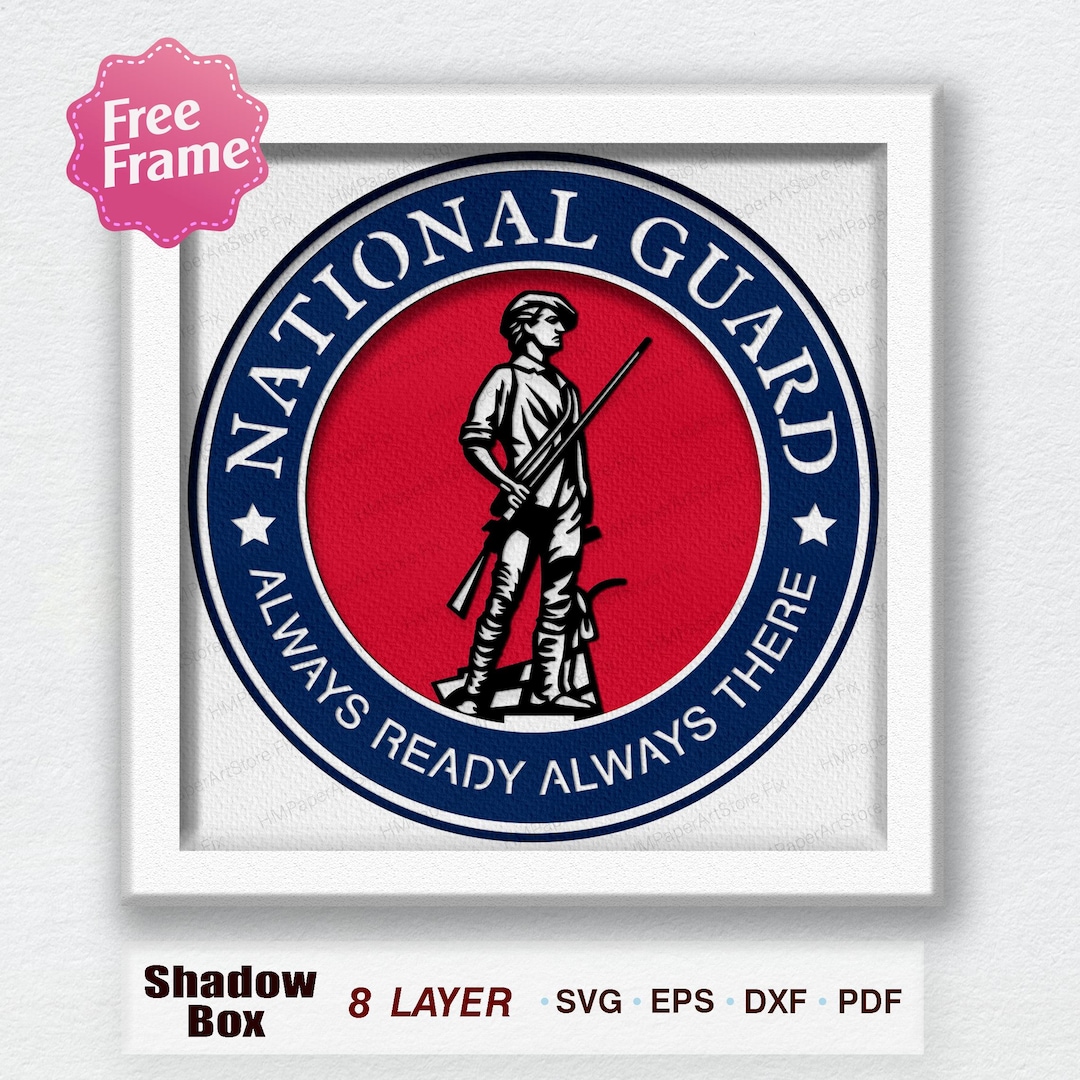Army National Guard Shadow Box Svg, United States National Guard 3D Box ...