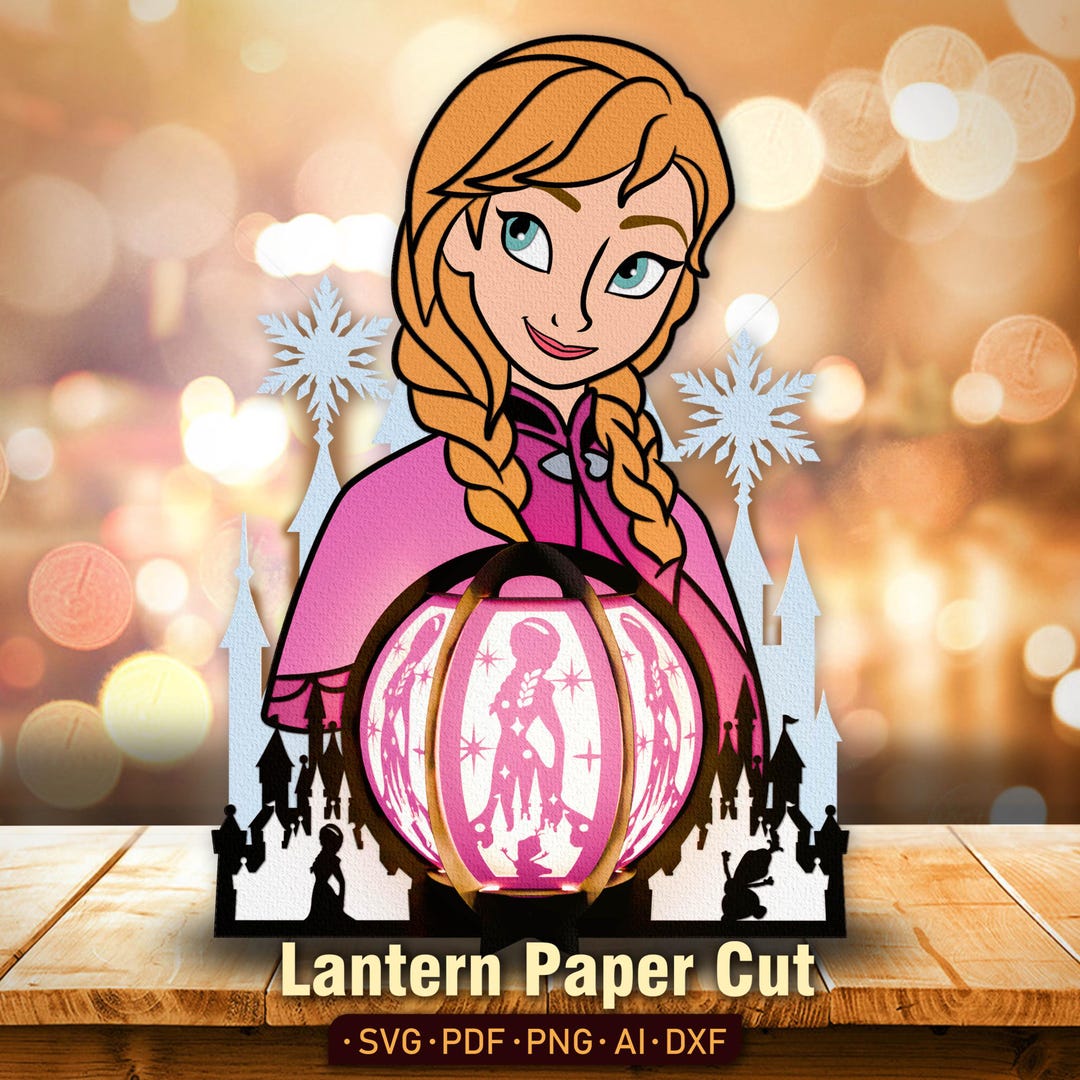 Princess Lantern, Winter Lantern Design With Braided Girl and Castle ...