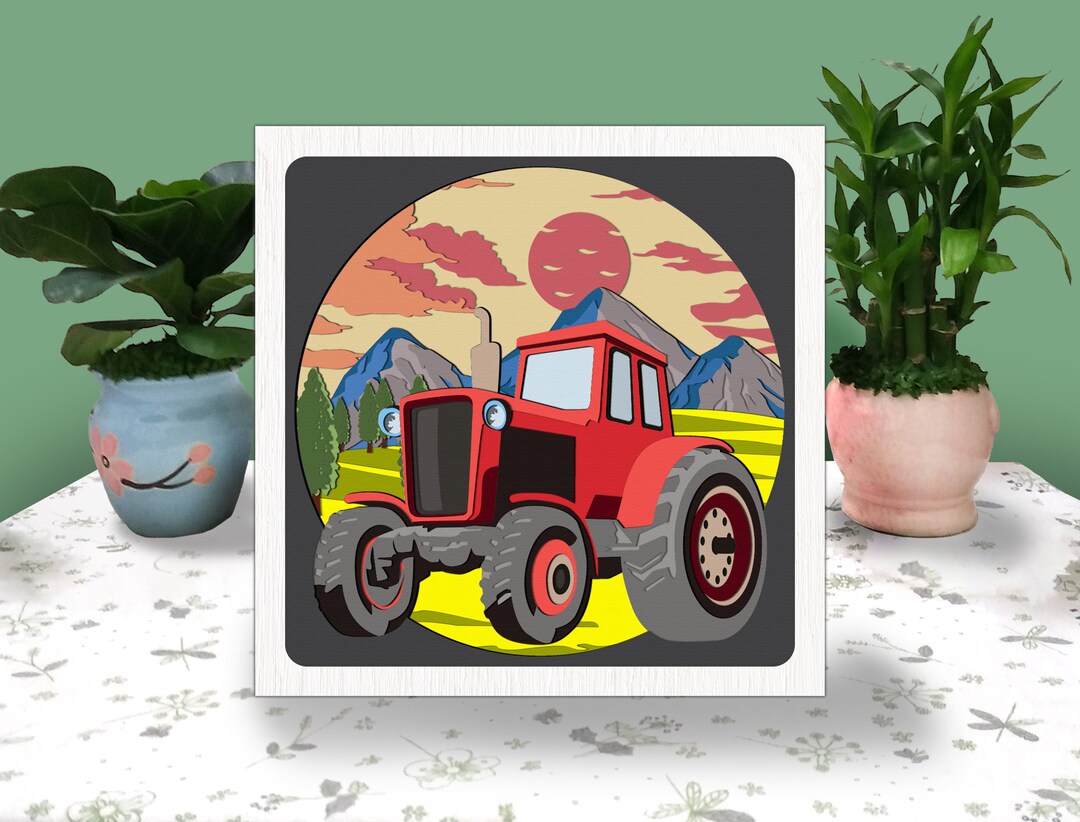 Tractor 3D Box Farm Tractor Paper Cut Shadow Box Farmer Cricut - Etsy