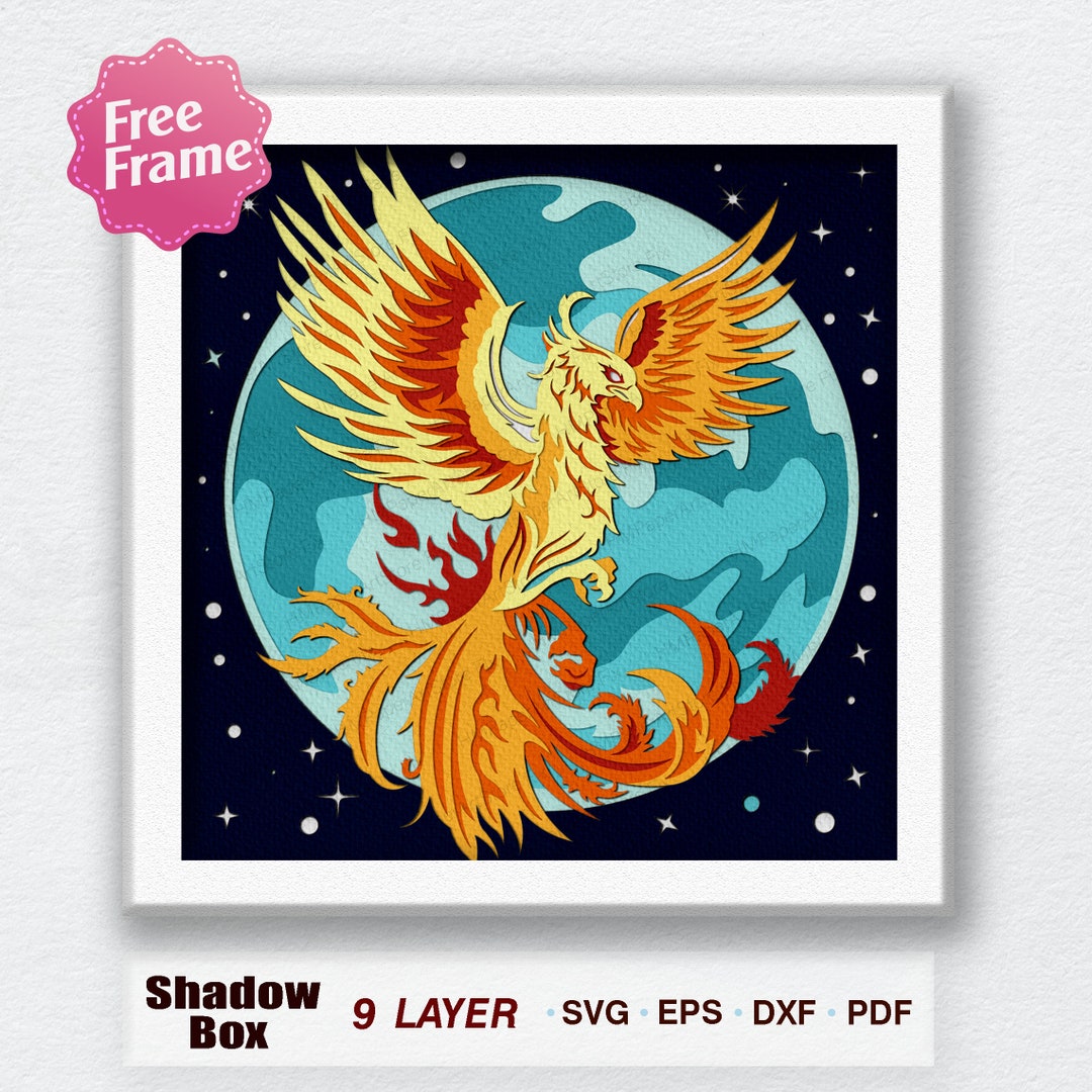 Phoenix Shadow Box Svg, Phoenix 3D Box, Phoenix Light Box Svg ,for ...