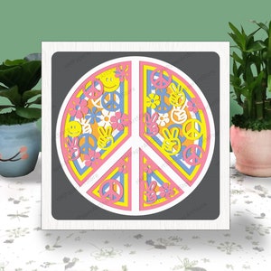 PEACE SIGN 3D Box, Peace Sign Shadow Box Svg, Peace Sign Light Box, for ...