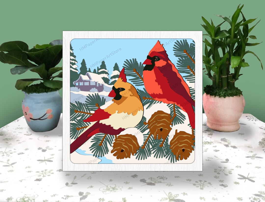 Cardinal Bird 3D Box, Cardinal Shadow Box Svg, for Cricut File ...