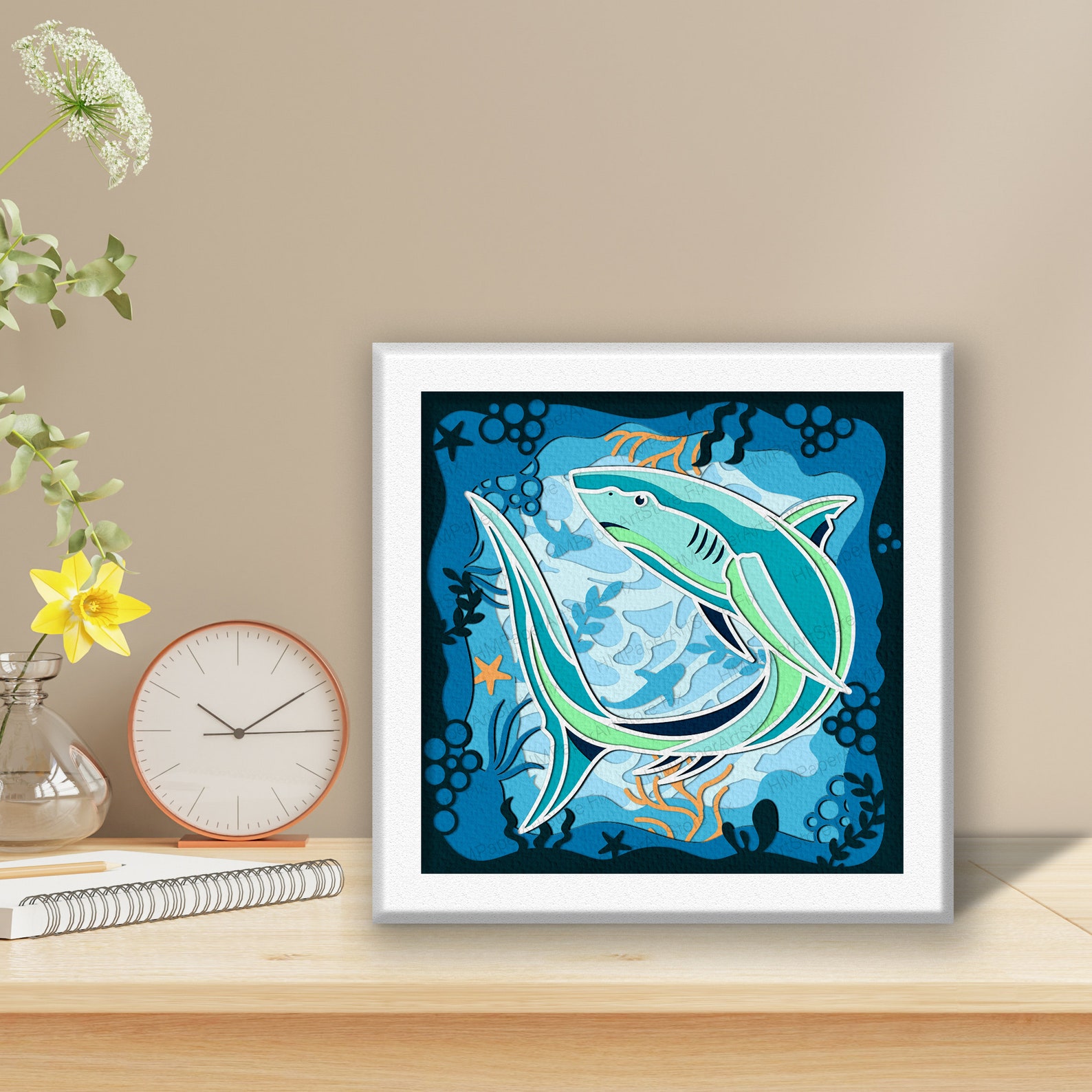 Thresher Shark Shadow Box Svg, Thresher Shark 3D Box, Thresher Shark ...