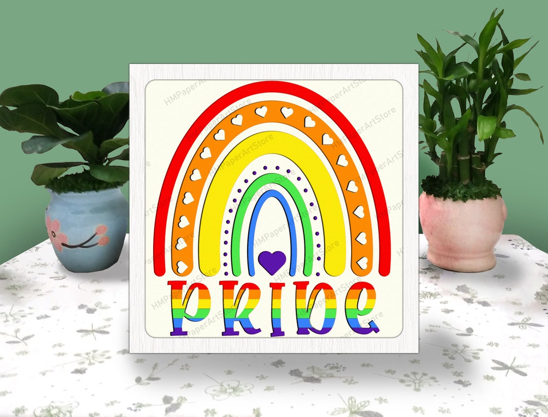 Rainbow Pride 3D Box Paper Cut LGBTQ Pride Light Box Svg, Shadow Box ...