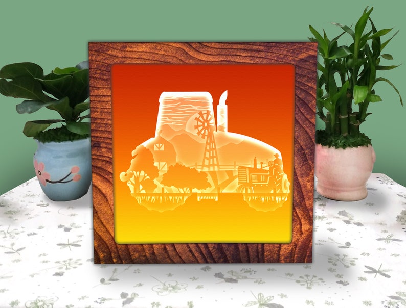 Tractor Farm Paper Cut Light Box SVG Tractor Farm Shadow Box - Etsy