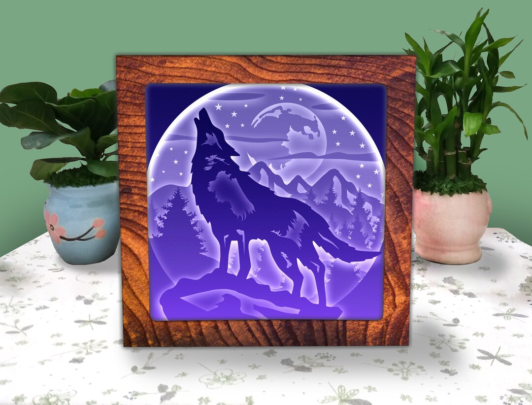Wolf Paper Cut Light Box SVG, Wolf Shadow Box SVG Cricut File, Wolf ...