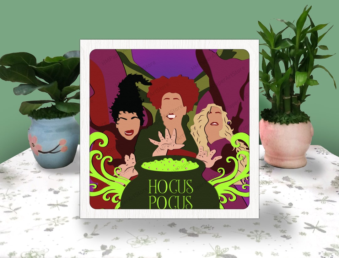 Hocus Pocus Halloween 3D Box, Witch Shadow Box Svg, Hocus Pocus Box ...