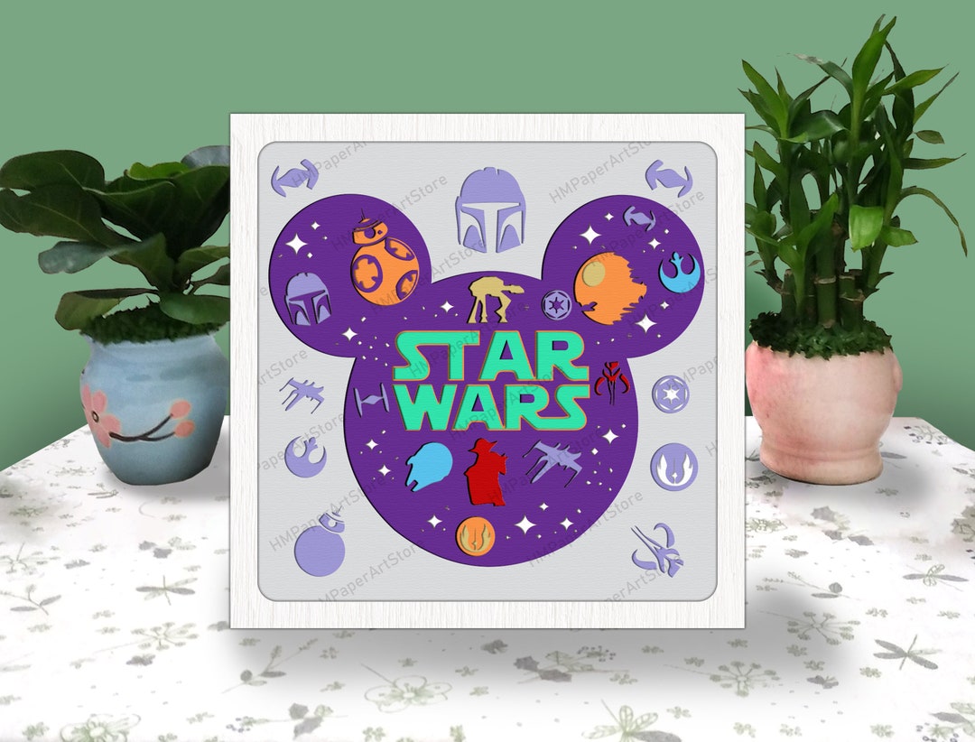 STAR MOUSE 2 3D Box Paper Cut Light Box Svg, Mouse Shadow Box Svg ...