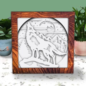 Wolf Paper Cut Light Box SVG, Wolf Shadow Box SVG Cricut File, Wolf ...