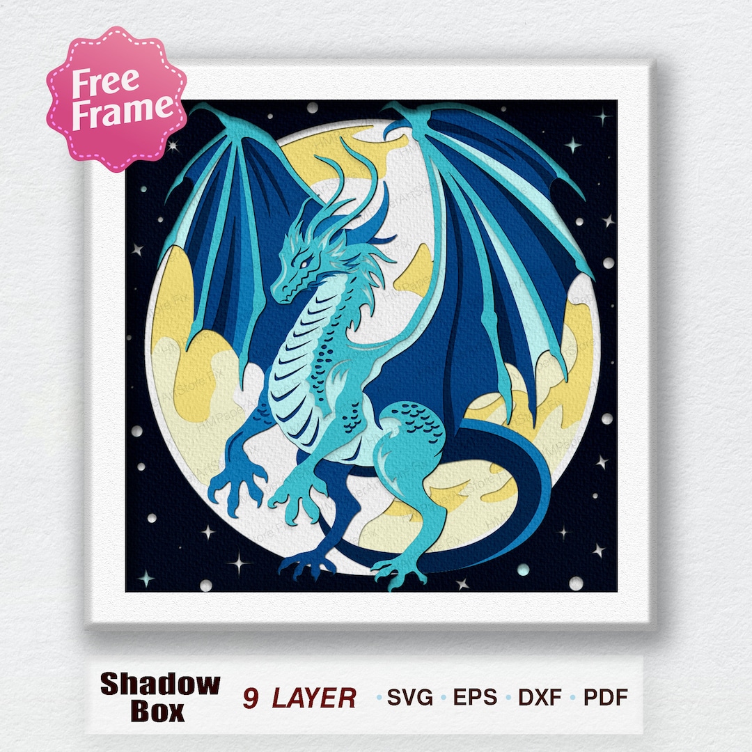 Dragon Shadow Box Svg, Dragon 3D Box, Dragon Light Box Svg ,for Cricut ...
