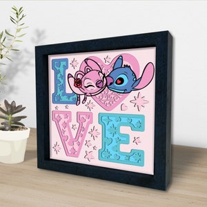 Love Shadow Box, Lilo and Stitch Shadow Box, Stitch Shadow Box Svg ...