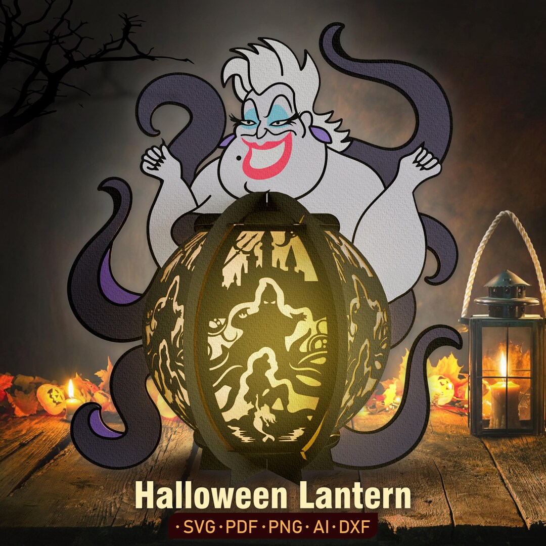 Ursula Halloween Lantern SVG for Cricut, Ursula Shadow Box, Ursula Sea ...