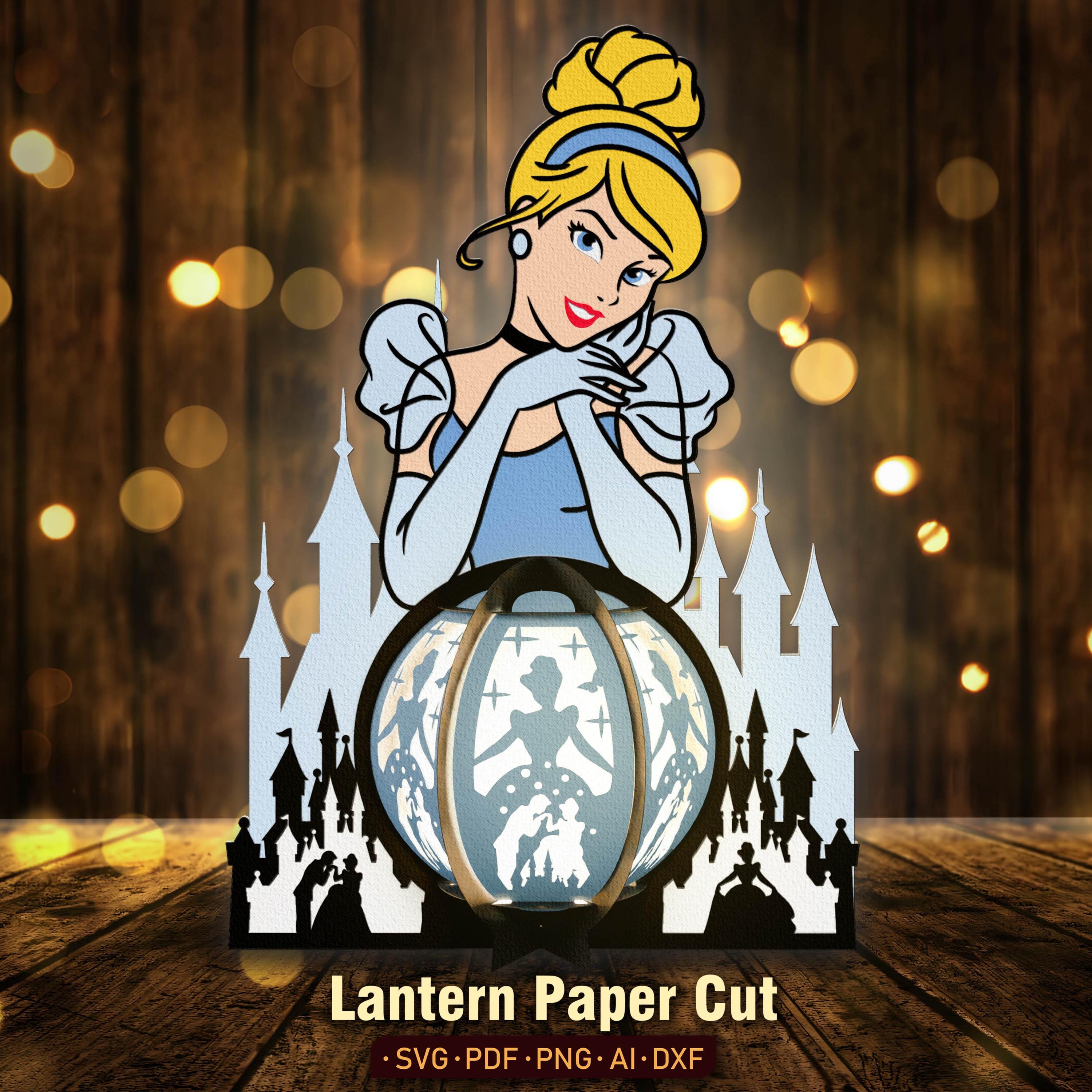 Princess Lantern Elegant Princess Lantern Paper Cut With Castle and ...