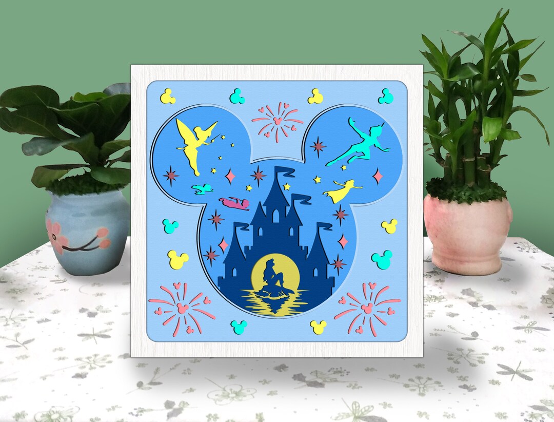 MOUSE PRINCESS 3 3D Box Paper Cut Light Box Svg, Mouse Shadow Box Svg ...