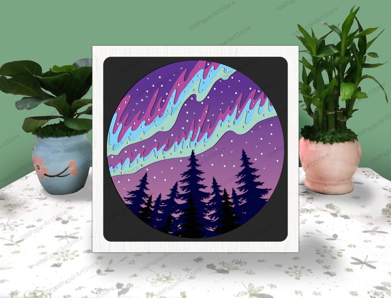 Northern Lights 3D Box Paper Cut Aurora Borealis Light Box - Etsy