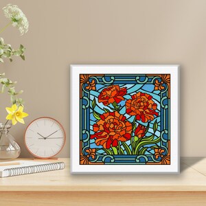 Carnation Stained Glass Shadow Box Svg, Carnation Stained Glass 3D Box ...