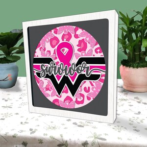 SURVIVOR CANCER AWARENESS 3D Box Paper Cut Light Box Svg, Pink Ribbon ...