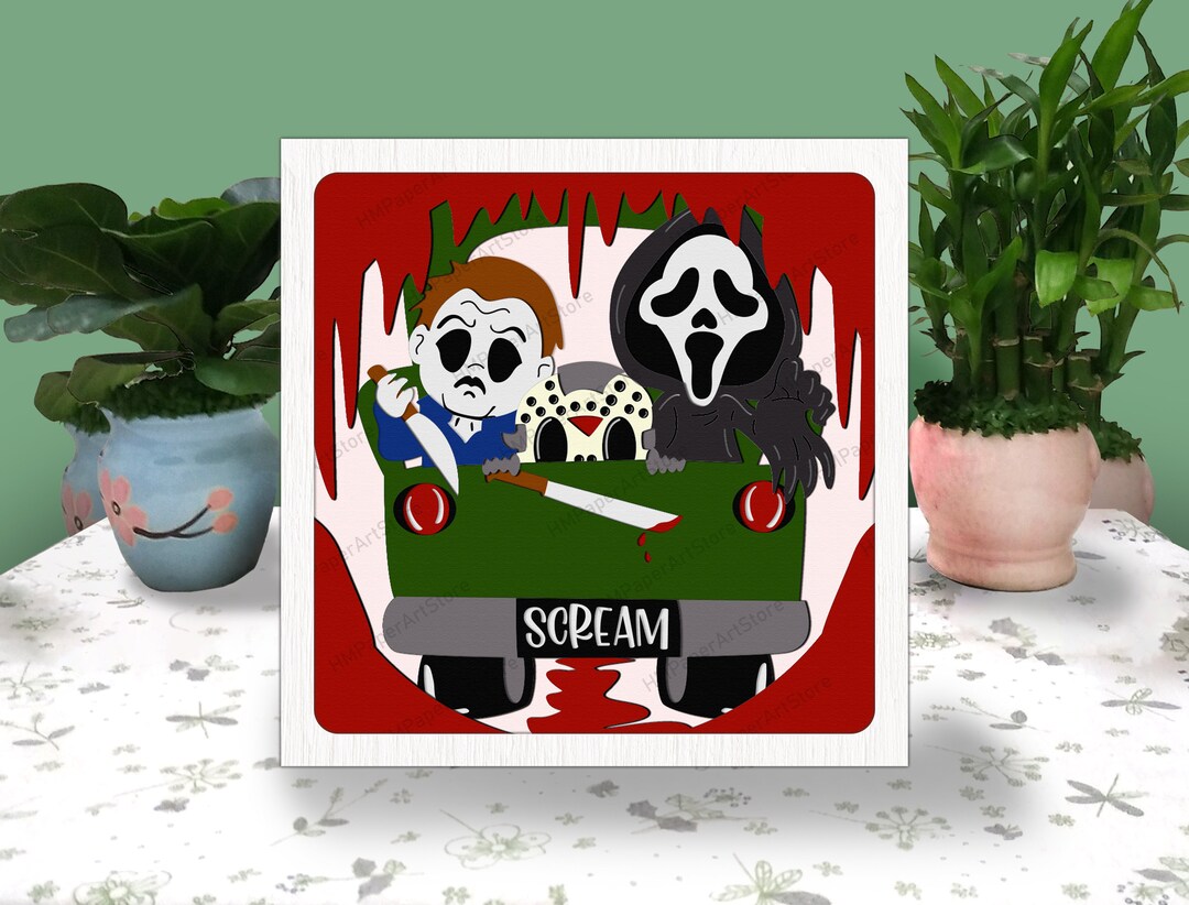 Horror Character Halloween 3D Box Paper Cut, Horror Character Light Box ...