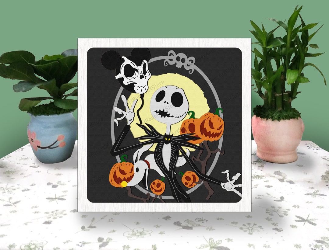 The Nightmare Halloween 3D Box, Jack Skellington Shadow Box Svg, Jack ...