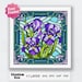 Blue Iris Stained Glass Shadow Box Svg, Blue Iris Stained Glass 3D Box ...