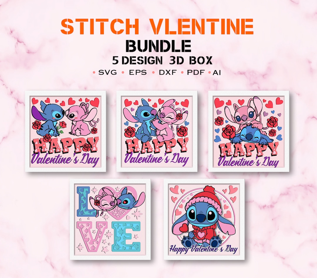 Bundle Stitch Valentine Shadow Box, Happy Valentines 3D Box Paper Cut ...
