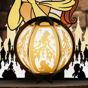 Princess Lantern Elegant Lantern Paper Cut With Castle Silhouette and ...
