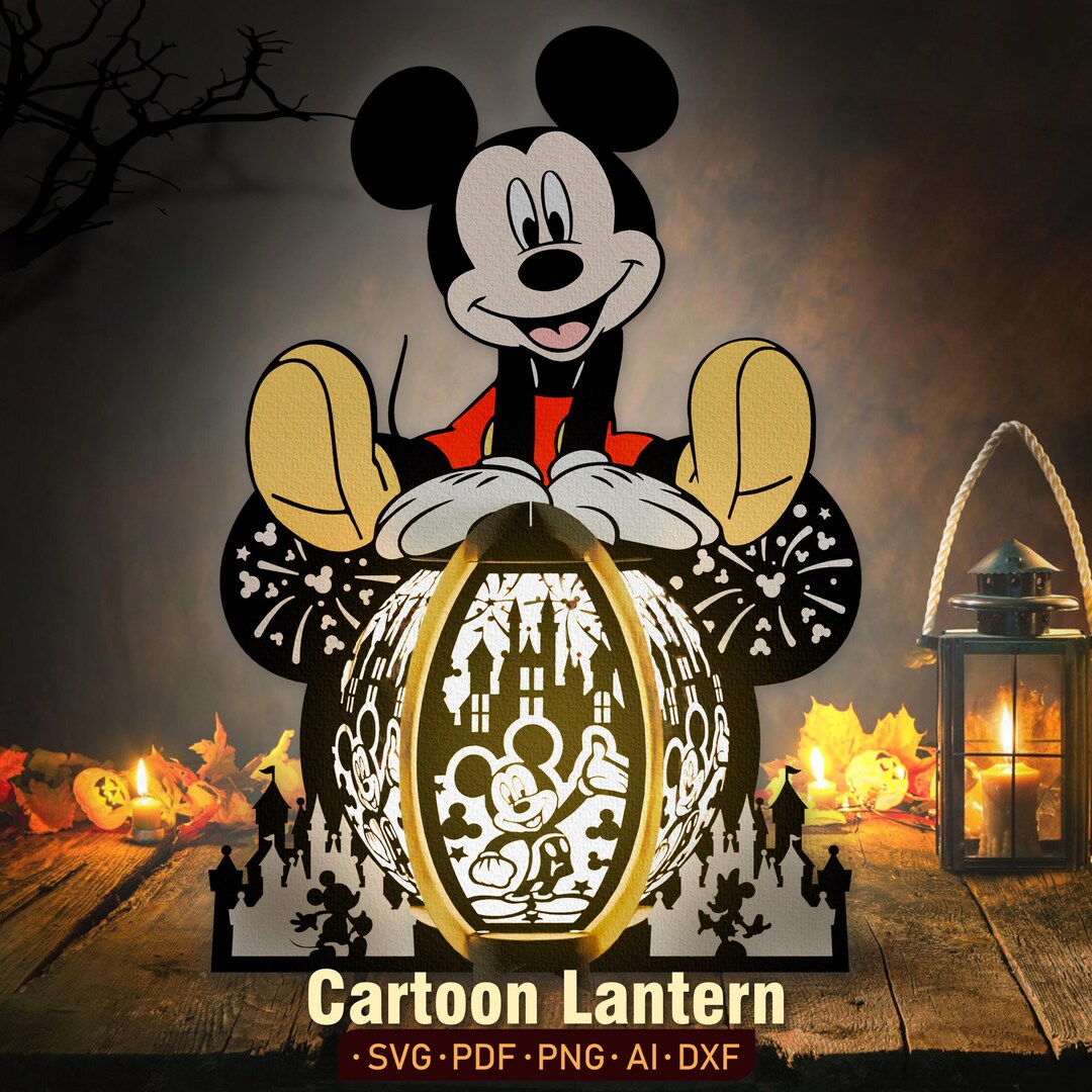 Mouse Shadow Box, Mouse Lantern SVG for Cricut, Cartoon Lantern ...