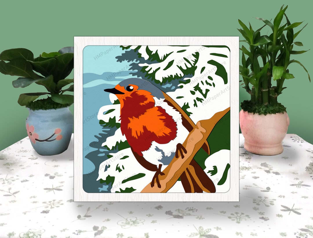 Robin Bird 3D Box, Robin Bird Shadow Box Svg, Cricut File, Cutting ...