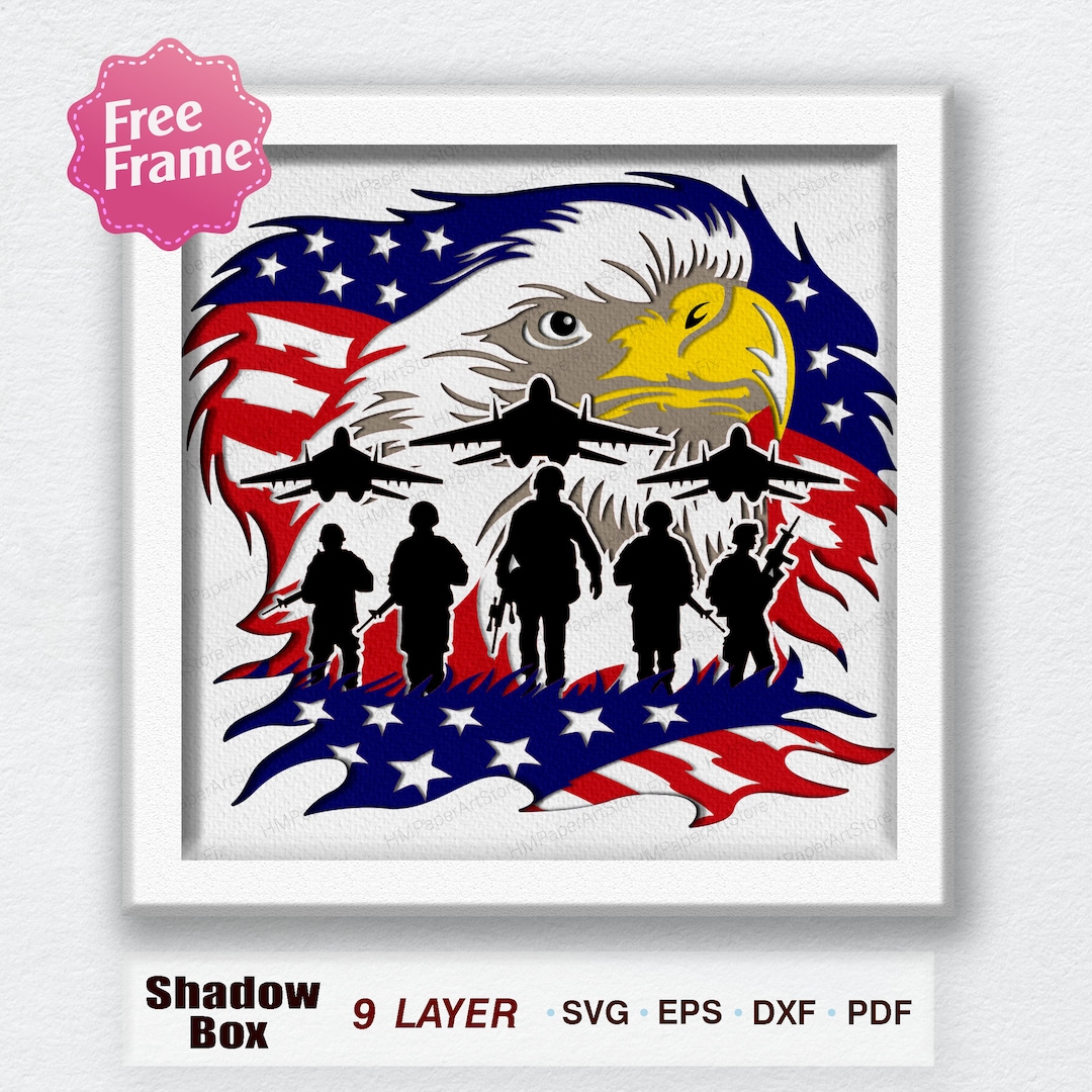US Air Force Soldiers Shadow Box Svg, Air Force Soldiers 3D Box, for ...