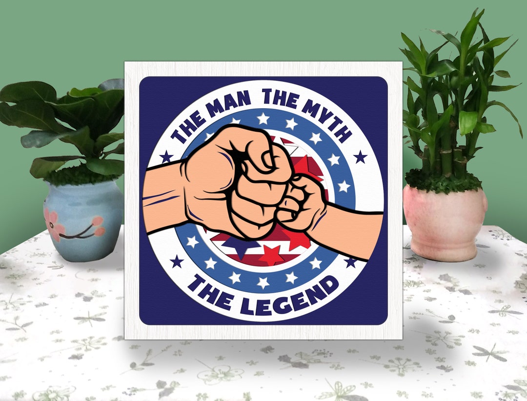 Father's Day Fist Bump 3D Box Paper Cut Light Box Svg, Father's Day ...