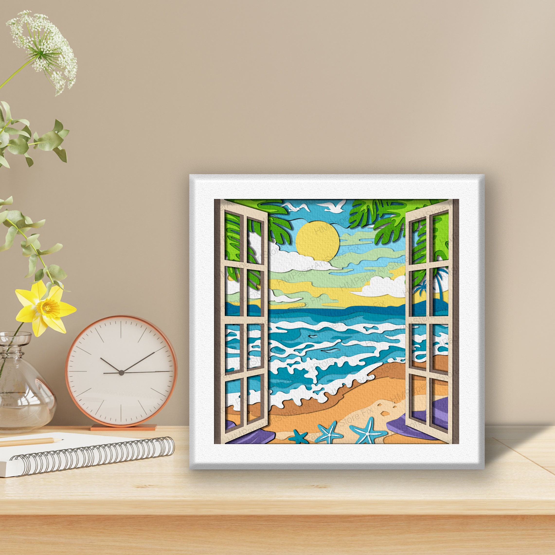 Marine Window Shadow Box Svg, Sea 3D Box, Marine Window Light Box Svg ...