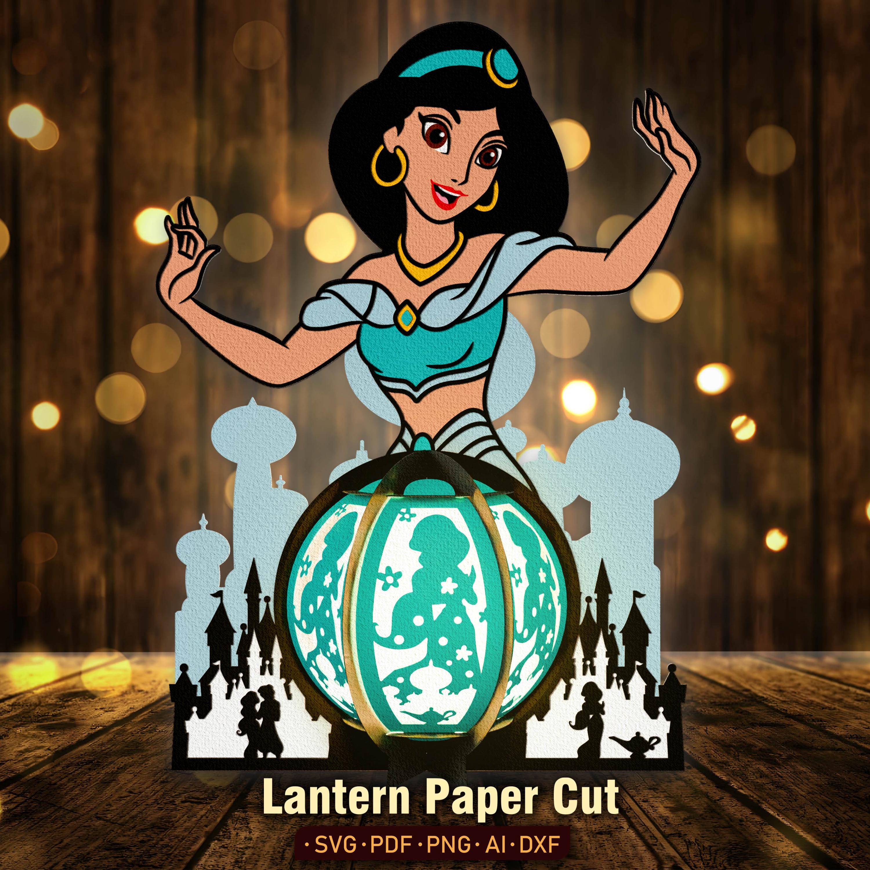 Princess Lantern Light Box SVG, 3D Layered Paper Cut With Magic Palace ...