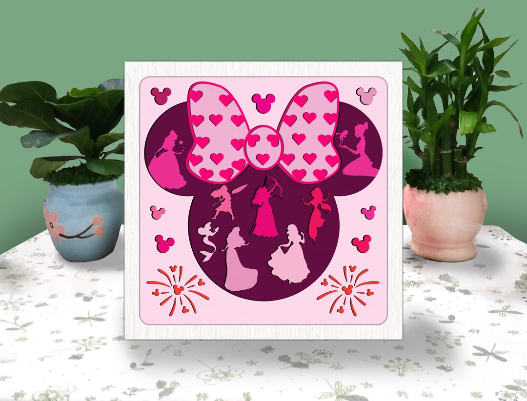 MOUSE PRINCESS 5 3D Box Paper Cut Light Box Svg, Mouse Shadow Box Svg ...