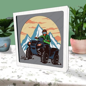 ATV Quad Scene 3D Box Paper Cut Light Box Svg, Tractor Shadow Box Svg ...